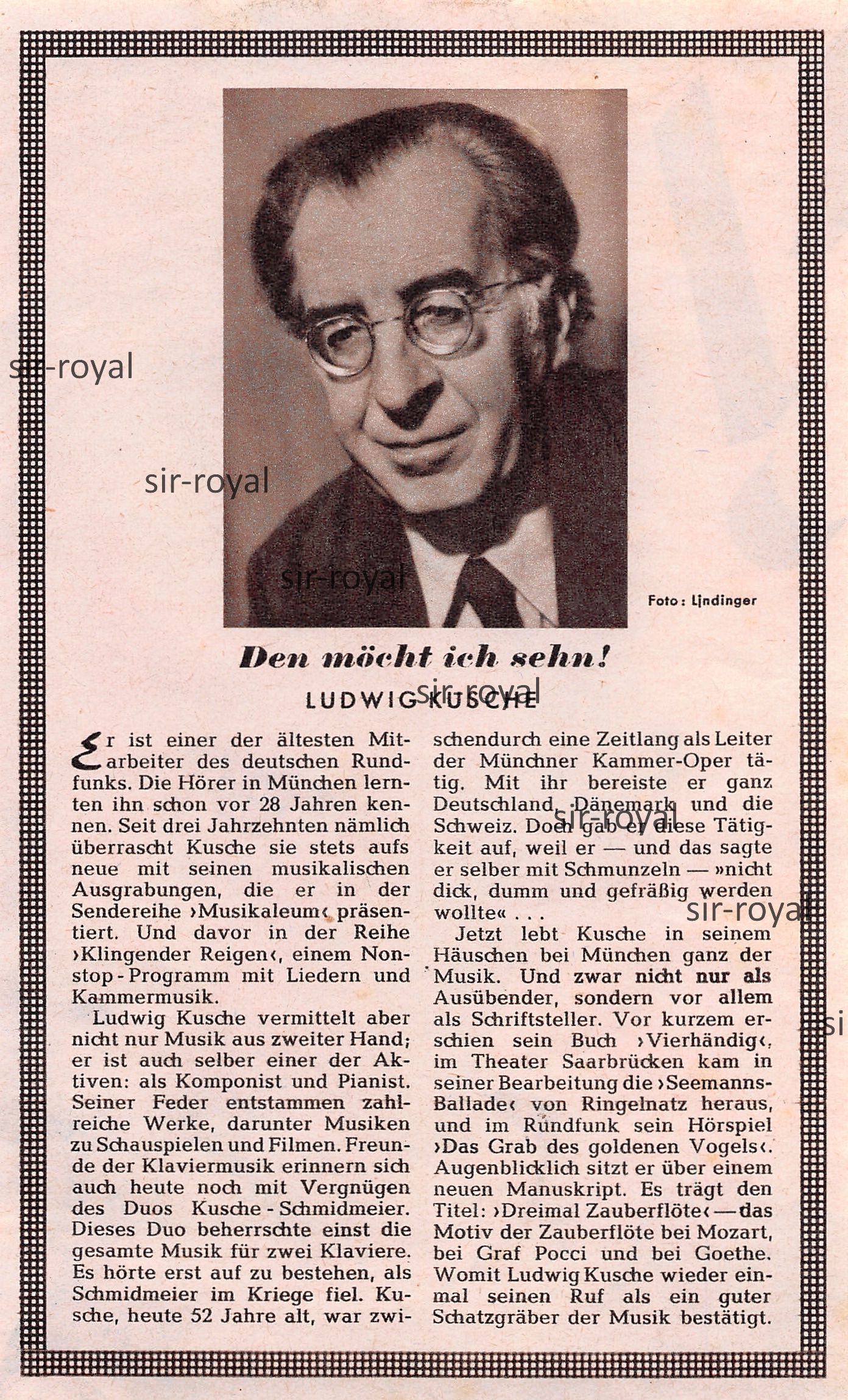 Ludwig Kusche - 1954 - Historischer Bildbericht ~12x19cm | eBay.de